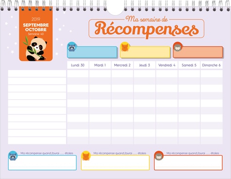 Tableau de récompenses hebdomadaires pour enfants sages - Editions 365 ...